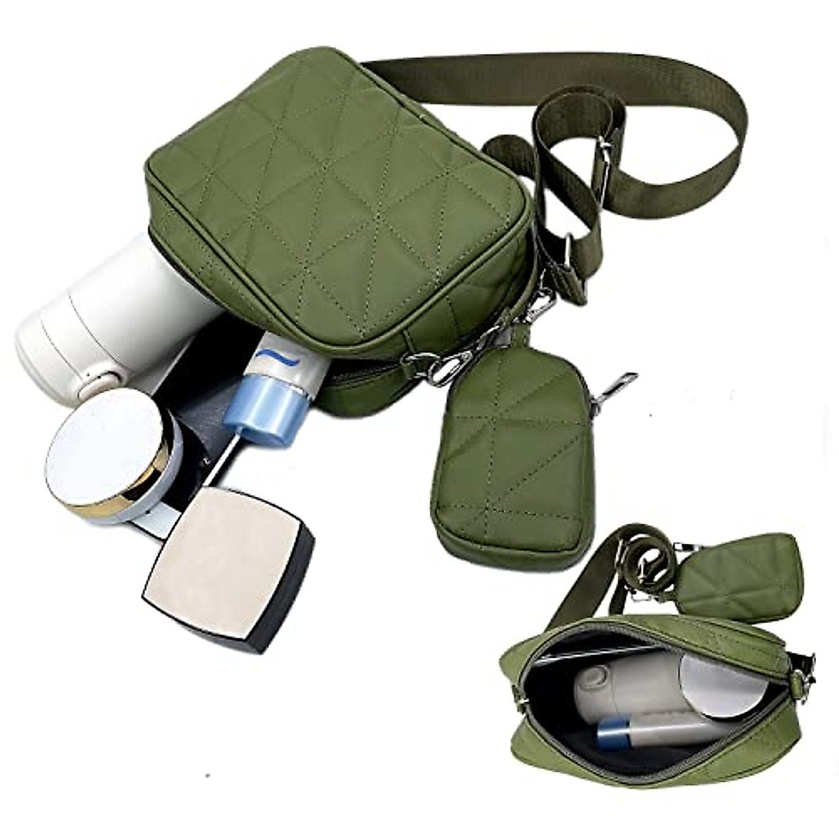lifwimner Crossbody Bags for Women with Coin Purse Pouch Small Quilted Shoulder Clutch Handbags 2 Size Bags(Armygreen)