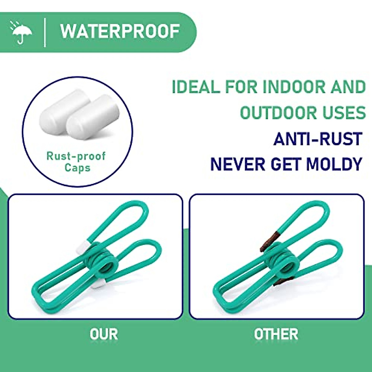 Chip Clips, 30 Pack Clothes Pins, Bag Clips, Food Clips, Paper Clips, Bag Clips for Food, Kitchen Clips, 2 Inch Clothespins for Photo and Crafts, Metal Clips for Indoor and Outdoor Uses