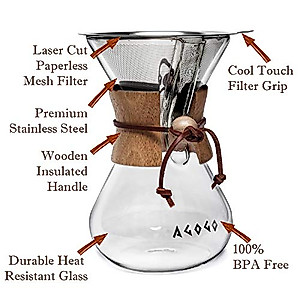 AGOGO Pour Over Coffeemaker Set Classic Series with Filter 8 Cups