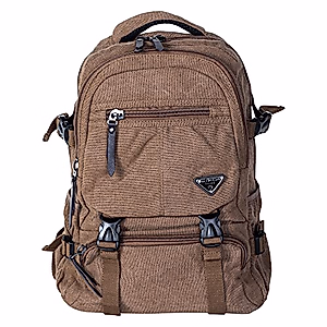Cango Canvas Multipurpose Daypack Travel large Storage Space Durable and Lightweight Outdoor Backpack with Multiple Compartments and Adjustable leather Straps