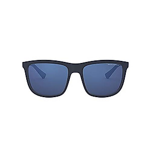 A|X ARMANI EXCHANGE Men's AX4093S Square Sunglasses, Matte Blue/Blue Mirrored/Blue, 56 mm