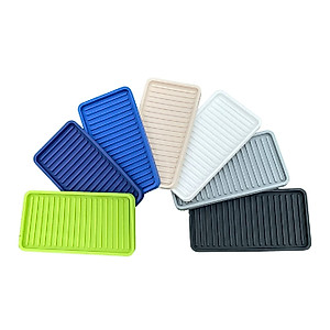 Happitasa Silicone Kitchen Sink Organizer Tray, Sponge Holder and Countertop Protector | Straight Lines Style (SAND DOLLAR, 10"x5.25")