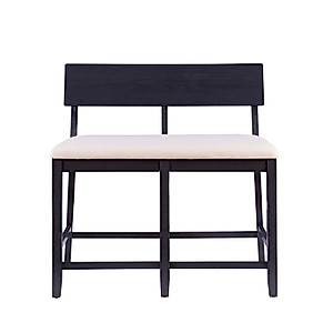 Linon Jordan Wood 25" Counter Height Dining Bench in Dark Charcoal Gray