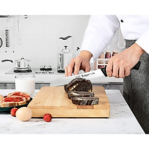 Humbee Cusine Pro, 8 inch Bread Knife, Serrated Knife Wave Razor-Sharp Blade Comfortable Grip Dishwasher Safe, NSF Certified, Black