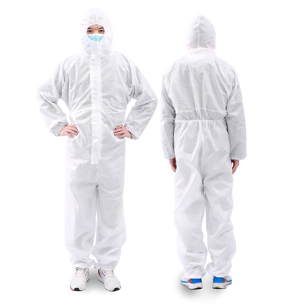 Protective Coverall Disposable Heavy Duty Painters Coveralls, Safety Protective Painting Protection Coveralls with Zipper Front, Elastic Wrist and Ankle Cuffs fits White Universal Size