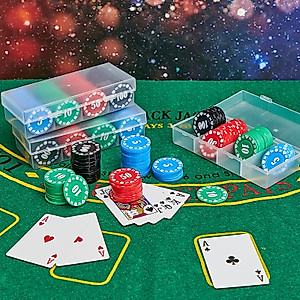 Lewtemi Poker Chips with Denominations Poker Chip Set Plastic Counters Chip Casino Chips with Poker Chip Holder Storage Box for Texas Home Game Nights Holdem Poker Blackjack or Roulette Casino (300)