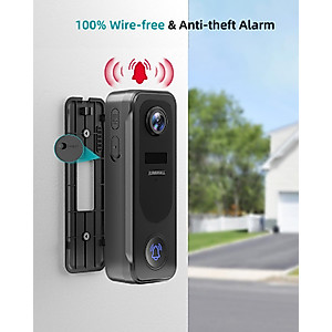ZUMIMALL 2K FHD Doorbell Camera Wireless, WiFi Video Doorbell Camera with Chime, IP66 Waterproof, Motion Detection, Night Vision, 2-Way Audio, Local & Cloud Storage, 2.4G WiFi, 30s Voice Message