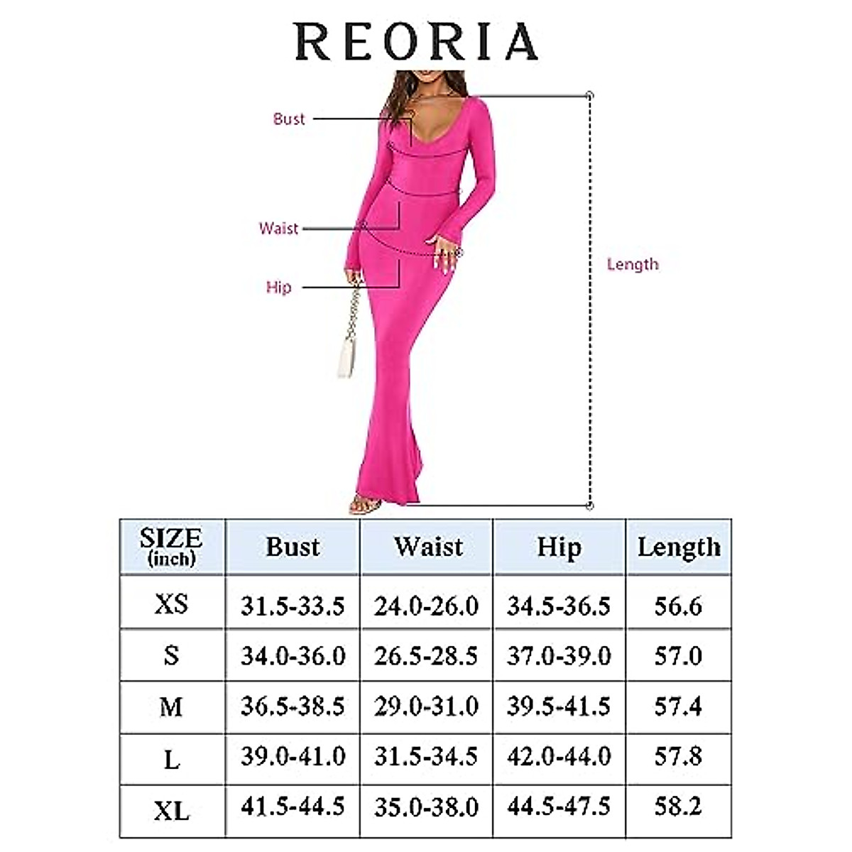REORIA Women's Sexy Soft Lounge Ribbed Long Dress Fall Elegant Formal Wedding Guest Long Sleeve Deep V Neck Bodycon Maxi Dresses Coffee X-Small