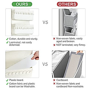 Dahey Over The Door Organizer with 4 Pockets Boho Door and Stuffed Animal Storage Hammock Hanging Toy Storage Organizer for Nursery Kid Playroom Bedroom