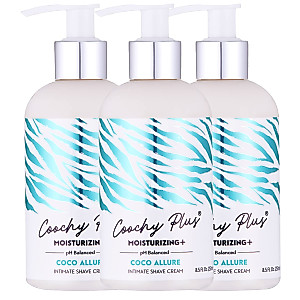 Coochy Plus Intimate Shaving Cream MOISTURIZING Plus COCO ALLURE For Pubic, Bikini Line, Armpit - Rash-Free With Patent-Pending Formula – Prevents Razor Burns & Bumps, In-Grown Hairs, Itchiness 3 Pack