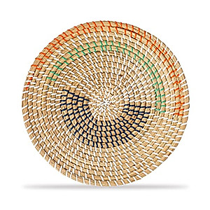 Kiwi Homie Round Woven Seagrass Wall Decor Basket Trays, Flat Natural Boho Baskets Handmade For Living Room, Decorative Wicker Wall Bakets For Unique Hanging Wall Art (12.99, Horizon)