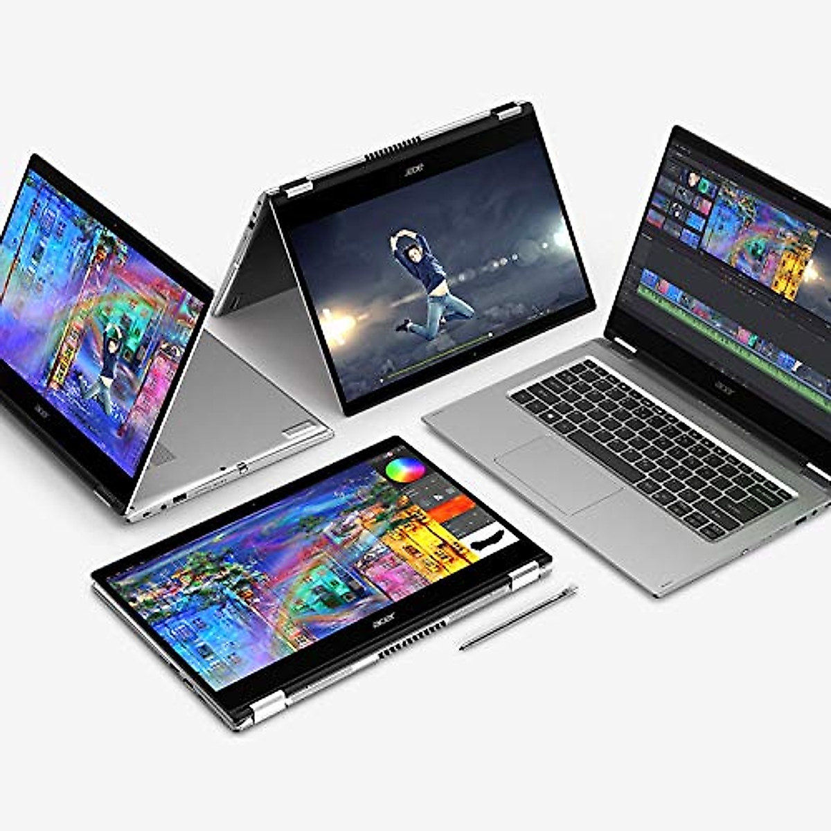 Acer Spin 3 Convertible Laptop, 14" Full HD IPS Touch,Intel Core i5-1035G1,a8GB LPDDR4,256GB NVMe SSD,WiFi 6, Backlit KB,Fingerprint Reader,Rechargeable Active Stylus,Win 10 Pro,SP314-54N-53BF,Silver