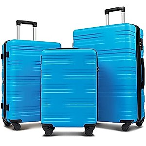 Merax Luggage Sets TSA 3 Piece Spinner Suitcase Lightweight 20 24 28 inch (Elegant blue)