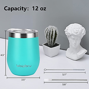 Waipfaru Wine Tumbler, 12 Oz Insulated Wine Tumbler With Lid and Straw, Stainless Steel Stemless Cup, Double Wall Vacuum Wine Tumbler for Wine Coffee Cocktails Champagne (Glitter Violet Ombre)