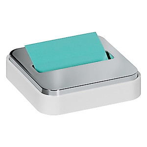 Post-it Dispenser Sticky Dispenser, 3x3 in, White & Silver, Easy One Handed Dispensing (STL-330-W)