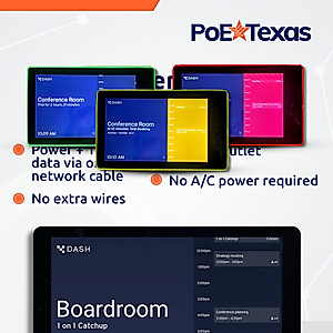 PoE Texas 10" Touchscreen Meeting Room Scheduler Tablet with Highly Visible LED Ring - Plug & Play PoE Office Conference Room Scheduler - Digital Display Syncs with Existing Business Calendar