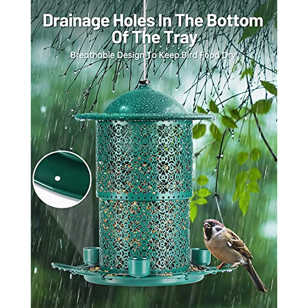 Bird Feeders for Outdoors Hanging,7lb/15 Cups Large Capacity Bird Feeder W/ 3Water Cups and 360° Circular Perch,Wild Bird Feeder as Gift for Bird Lovers Garden Patio Cardinals,Blue Jay Chicken Feeder