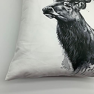 Deco4URLife Black and White Portrait of A Deer Set of 2 Decorative Throw Pillow Covers Square 18 x 18 inch, Pillowcase Protectors Cushion Cover for Home Sofa Couch Chair Back Seat