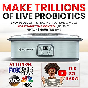 Ultimate Probiotic Yogurt Maker - Make Trillions of Live Probiotics with Adjustable Temperature & Time Control - Get Better Gut Health - Best Yoghurt Machine - Perfect Kitchen Gifts for Women & Men