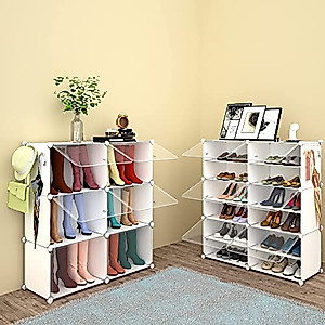 HOMICKER Shoe Rack Organizer, 24 Pair Shoe Storage Cabinet with Door Expandable Plastic Shoe Shelves for Closet,Entryway,Hallway,Bedroom,6 Tier