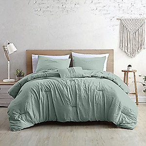 Modern Threads - Comforter Set - Down Alternative Brushed Microfiber - Elegant All Season Bedspread Set - Includes Comforter, Shams, & Decorative Pillow - Luxurious Bedding - Queen, Spa