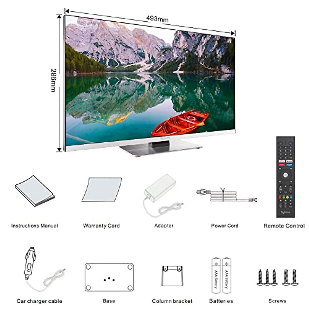 SYLVOX 22'' Smart 12 Volt TV Digital Video Disc Combo FHD 1080P Android 11.0, with ARC CEC WiFi Wireless Connection, for Home, RV Camper, and Mobile Use(Limo Series),Black