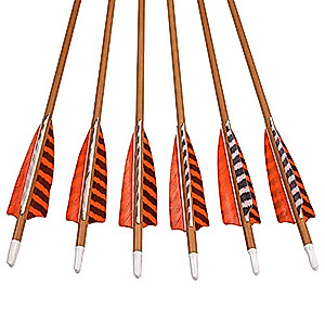 ELONG 6pk 30" Archery Carbon Arrows Wood Camo Spine 600 Recurve Bows Turkey Feather Arrow