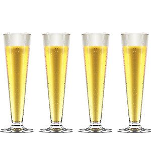 TOPZEA 4 Pack Tall Beer Glass, 13.5oz Bar Cocktail Glasses Old Fashioned Pilsner Craft Beer Mug, Footed Sundae Cup Beverage Glasses for Tropical Drinks, Parfait, Milkshake, Juice, Soda