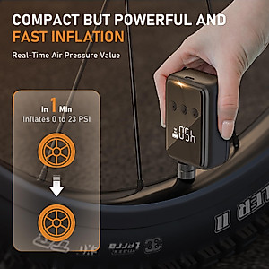 Tiiletzote Bike Pump Portable Air Compressor, 130 PSI Mini Bike Tire Pump with Gauge, Bicycle Inflator Pump Fits Presta & Schrader Valve, Electric Pump Auto Shut-Off, Small Air Pump Ball Motorcycle