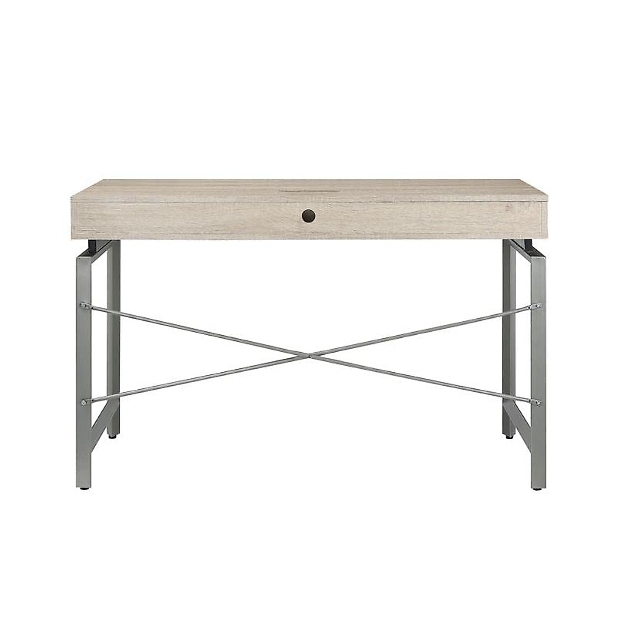 Acme Furniture 2 Drawers and 3 Hidden Top Compartments Writing Desk, Natural/Nickel