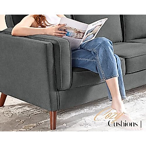 VanAcc Sofa, 87 inch Modern Sofa Couch with Embedded Arm Pillow- Deep Seat Sofa for Livingroom, Dark Grey