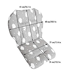 Twoworld Baby High Chair Seat Cushion Liner Mat Pad Cover Resistant and High Chair Straps (5 Point Harness) 1 Suit (Gray Clouds)