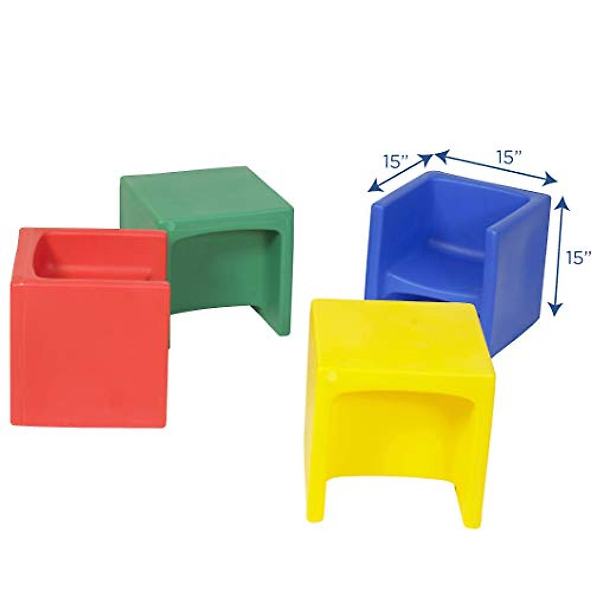 Children's Factory Cube Chairs, Set-4, Primary, CF910-007, Classroom Furniture, Kids Daycare and Preschool Flexible Seating, Toddler Reading Chair
