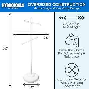 HYDROTOOLS BY SWIMLINE 89032 Free Standing Poolside Adjustable-Towel Rack With Water Weighted Base Three Arms Tier For Outdoors & Indoors Pool Patio Bathroom Poolside Accessory Holder Bar Drying-Stand