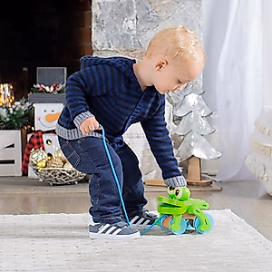 Melissa & Doug First Play Frolicking Frog Wooden Pull Toy - Developmental Duck Pull Toy For Toddlers Ages 1+