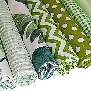 Quilting Fabric Misscrafts 8pcs 100% Cotton Craft Fabric Bundle Squares Fat Quarters 18" x 22" Multicolored for Patchwork DIY Sewing Scrapbooking Green Plant
