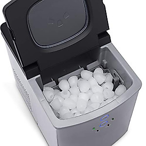 Newair Portable Countertop Ice Maker, Silver | 33 lbs. Of Ice A Day, Ice Cubes Ready In 8 Minutes With 2 Ice Bullet Sizes | Ideal For Home, Office, Bar, RV NIM033SS00