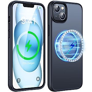 Simtect Magnetic for iPhone 15 Plus Case & iPhone 14 Plus Case[12FT Military Grade Drop Protection] [Compatible with MagSafe] Slim Protective Translucent Matte for iPhone 15 Plus Phone Case 6.7, Black