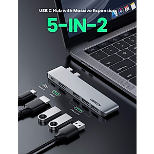 UGREEN Hub USB Type C to 4K HDMI Thunderbolt 3 100W Power Delivery 3 USB 3.0 Port Adapter Dock Station for MacBook Air M1 2020 2019 2018 MacBook Pro M1 2019 2018 2017, Silver