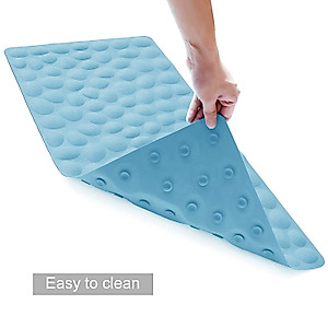 Non-Slip Bathtub Mat OTHWAY Soft Rubber Bathroom Bathmat with Strong Suction Cups (Lake Blue)