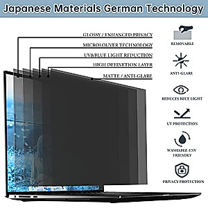 Laptop Privacy Screen 14 Inch, 16:9 Aspect Removable Privacy Screen Filter for 14 Inch Laptop Widescreen, Anti Glare Blue Light Laptop Screen Privacy Shield 14 In Compatible with Chromebook Hp Envy/ Dell/ Asus/ Acer/ Samsung/ Lenovo Yoga by IPROKKO