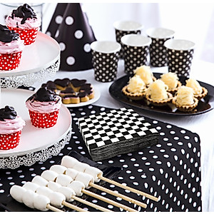 Gift Boutique 100 Black & White Checkered Luncheon Napkins Disposable Paper Checkered Plaid Lunch Napkin for Racing Car Picnic Camping Birthday Party