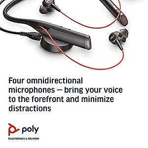 Poly Voyager 6200 UC - Bluetooth Dual-Ear (Stereo)Earbuds Neckband Headset - USB-A Compatible to connect to your PC Mac - Works with Teams, Zoom & more - Active Noise Canceling, Black (208748-01)
