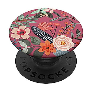 Cute Colorful Pink Garden Botanical Floral Pattern PopSockets PopGrip: Swappable Grip for Phones & Tablets