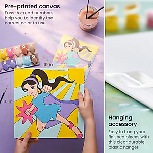 Arteza Kids Paint by Numbers Kit, 10x10 Inches, Pre-Printed Superhero Canvas Painting Kit