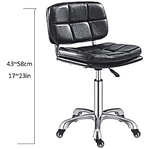 Swivel Bar Stool Therapy Stool on Wheel，Physique Saddle Stool with Blue PU Synthetic Leather Seat，Adjustable Height 48-58 cm，Supported weight 160 Kg，Stool Chair Officefor Beauty Salon Kitchen Spa,Adju