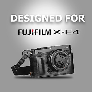 MegaGear Ever Ready Genuine Leather Camera Half Case Compatible with Fujifilm X Series X-E4, Black (MG1981)