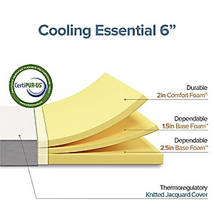 ZINUS 6 Inch Cooling Essential Foam Mattress / Affordable Mattress / Bed-in-a-Box / CertiPUR-US Certified, Queen White