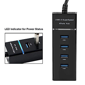 4 Port USB3.0 HUB - 5Gbps Charging Dock Station - Ultra-Slim - Plug & Play with LED - Charging Hub Adapter - for Phone/Tablet/PC/Windows