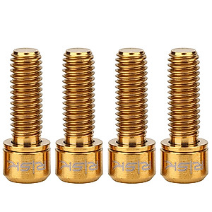 Titanium Bolts M6X18Mm 4Pcs Mountain ycle Bike Disc Brake Clamp Bolt Fixed Screw with Gasket (M6X18 Gold) Brake Mount Bolts MTB Bike Caliper Bolts